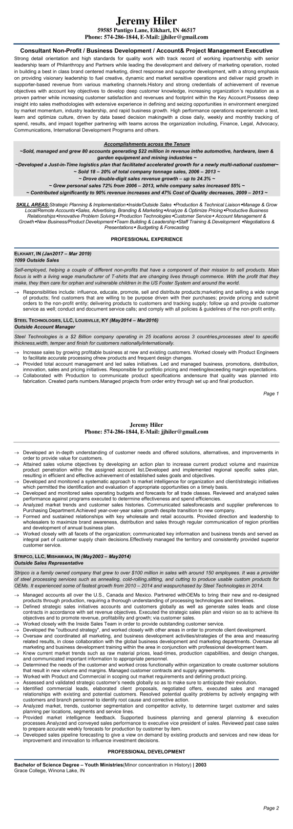 Jeremy Hiler Resume - Career Growth