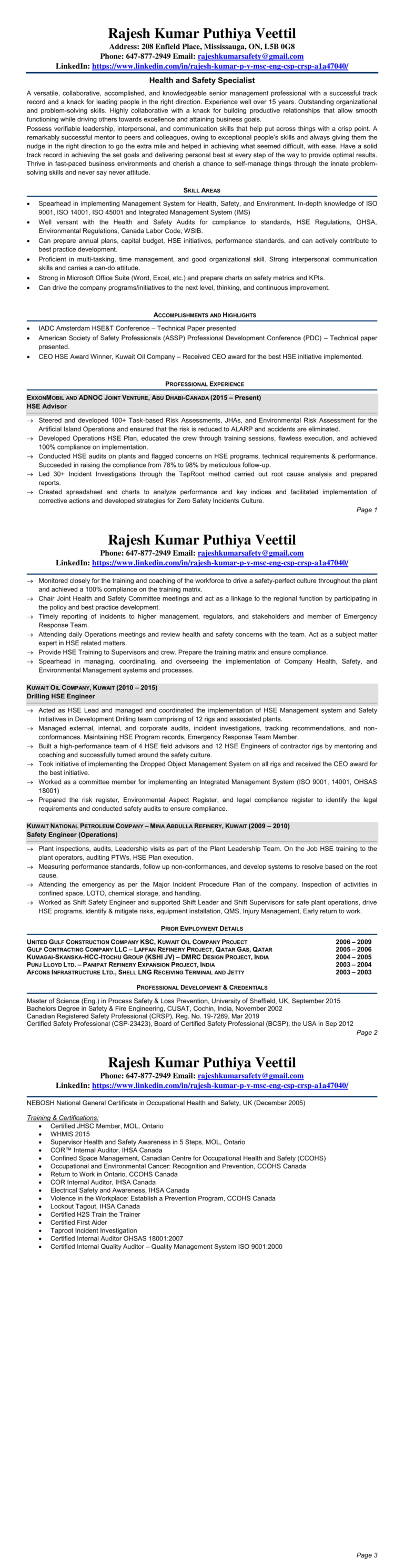 Rajesh Kumar Resume - Career Growth