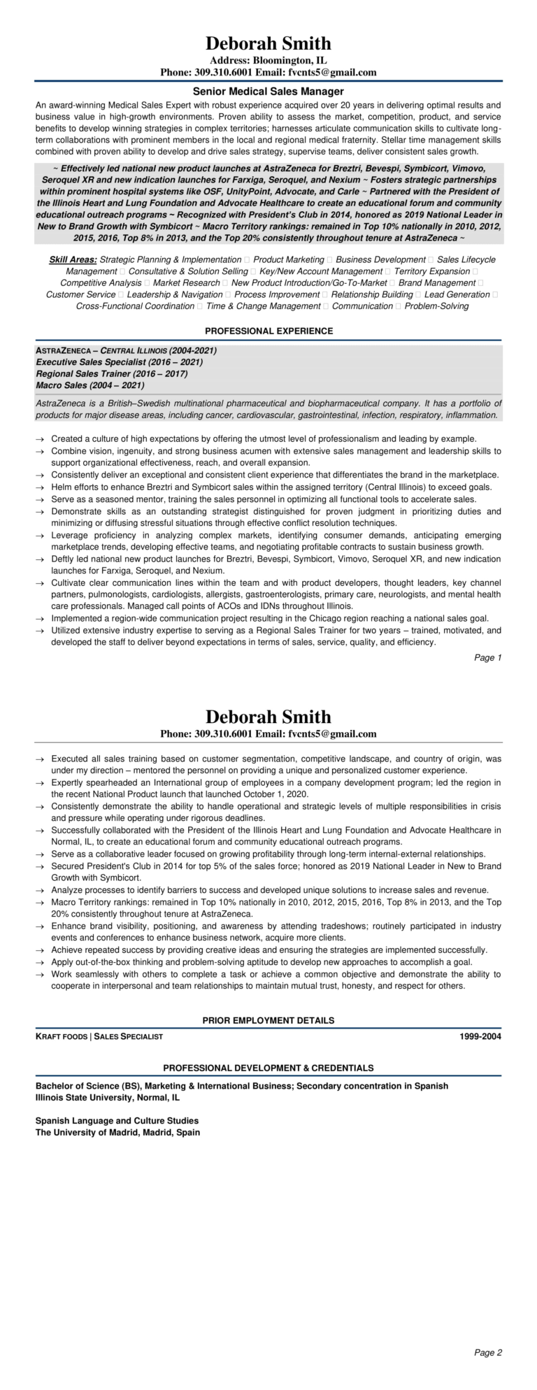 Deborah Smith Resume - Career Growth