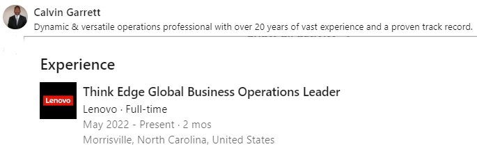 Calvin Garrett Resume - Career Growth