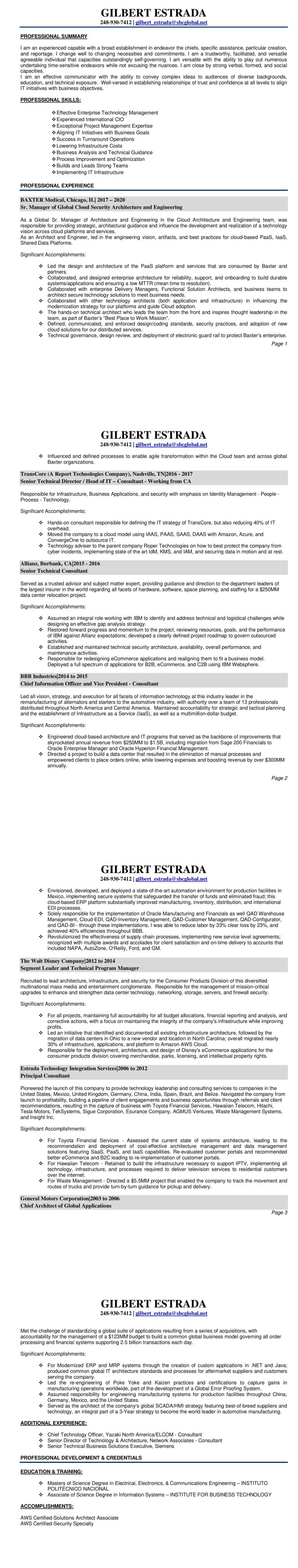 Gilbert Estrada Resume - Career Growth