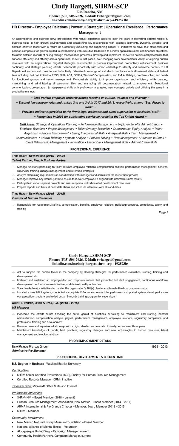 Cindy Hargett Resume - Career Growth