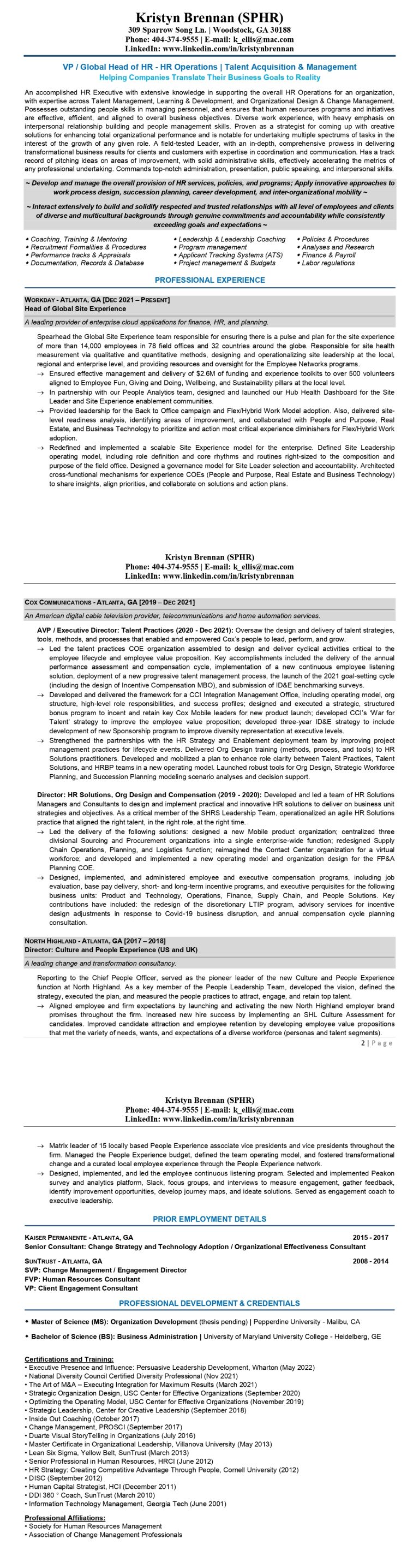 Kristyn Brennan Resume - Career Growth