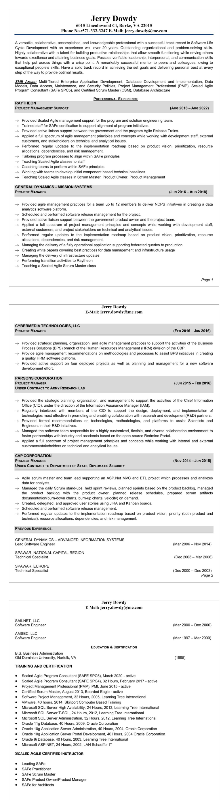 Jerry Dowdy Resume - Career Growth