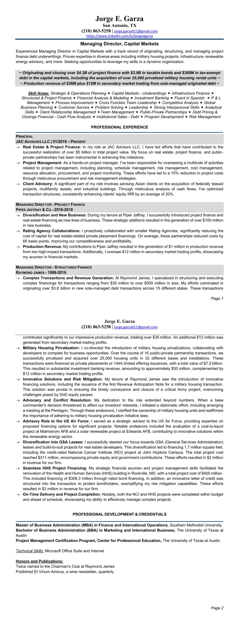 Jorge Garza Resume - Career Growth