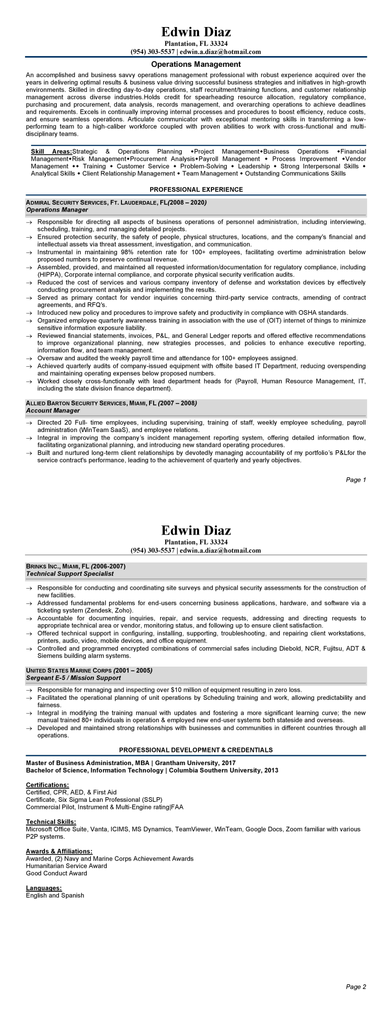 Edwin Diaz Resume - Career Growth